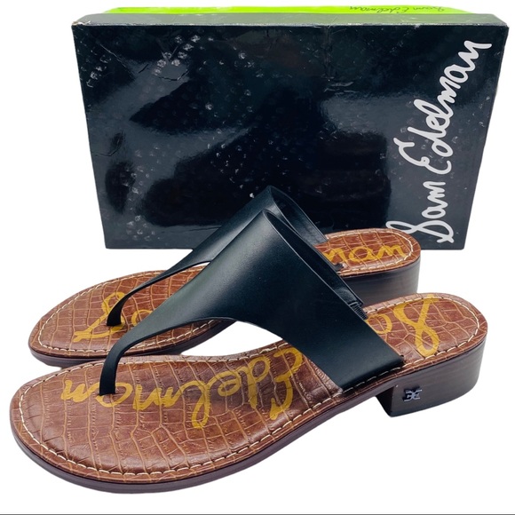 Sam Edelman | Shoes | Nwt Sam Edelman Jaynee Black Leather Thong Slip ...